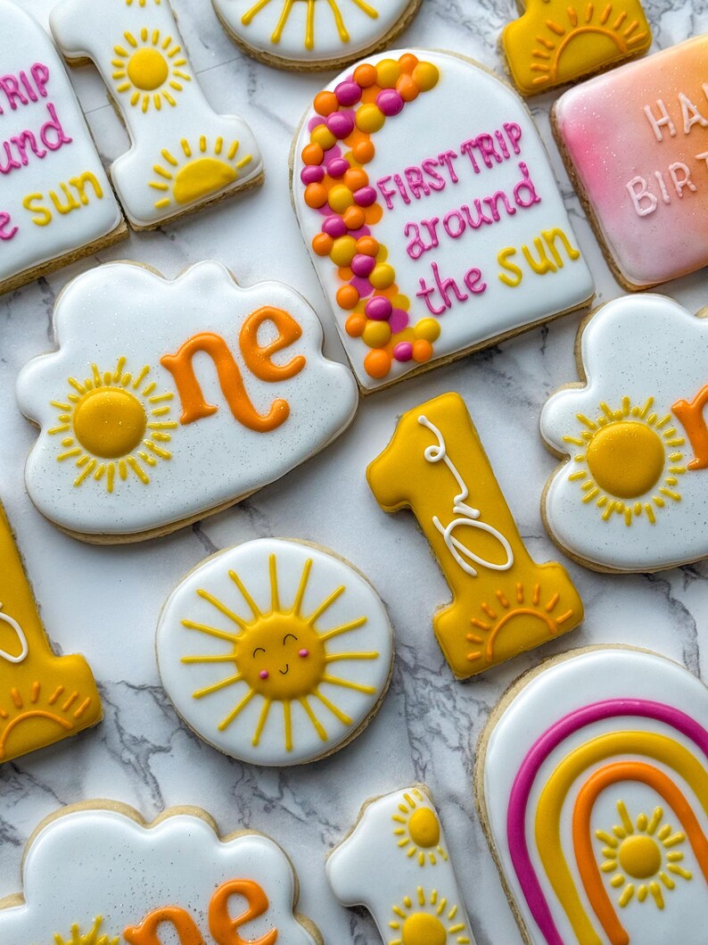 First Trip Around the Sun Birthday Sugar Cookies, Custom Birthday Sugar ...