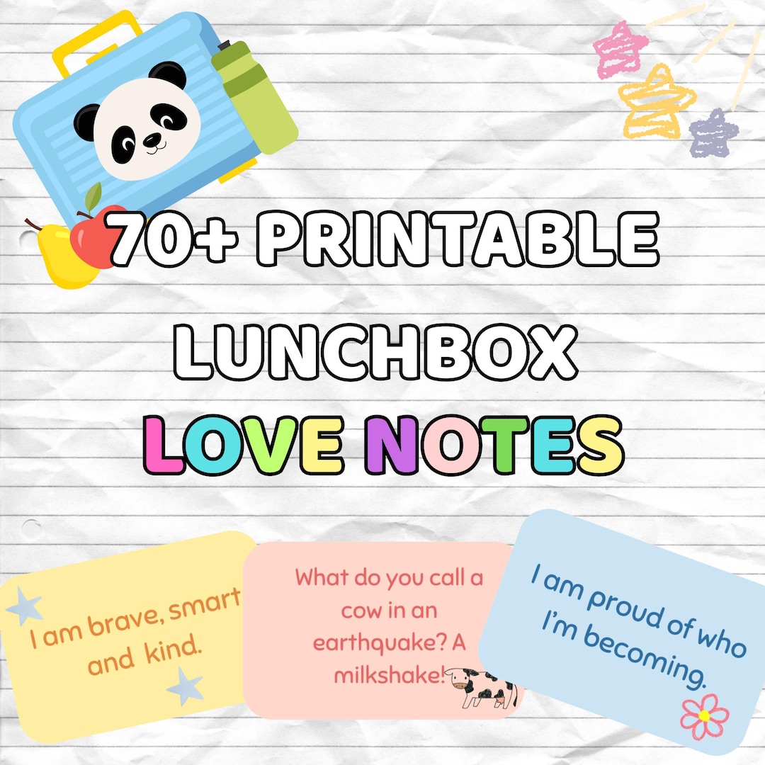 Printable Lunchbox Notes for Kids, Positive Affirmations, Jokes ...