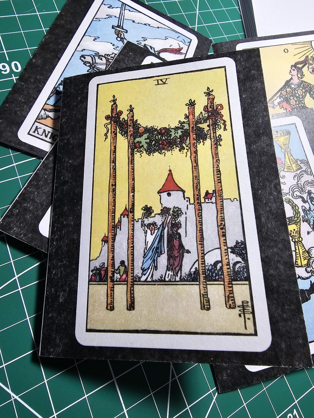 Blank Note Card - Tarot Card Design - Four of Wands - Rider-waite - Etsy