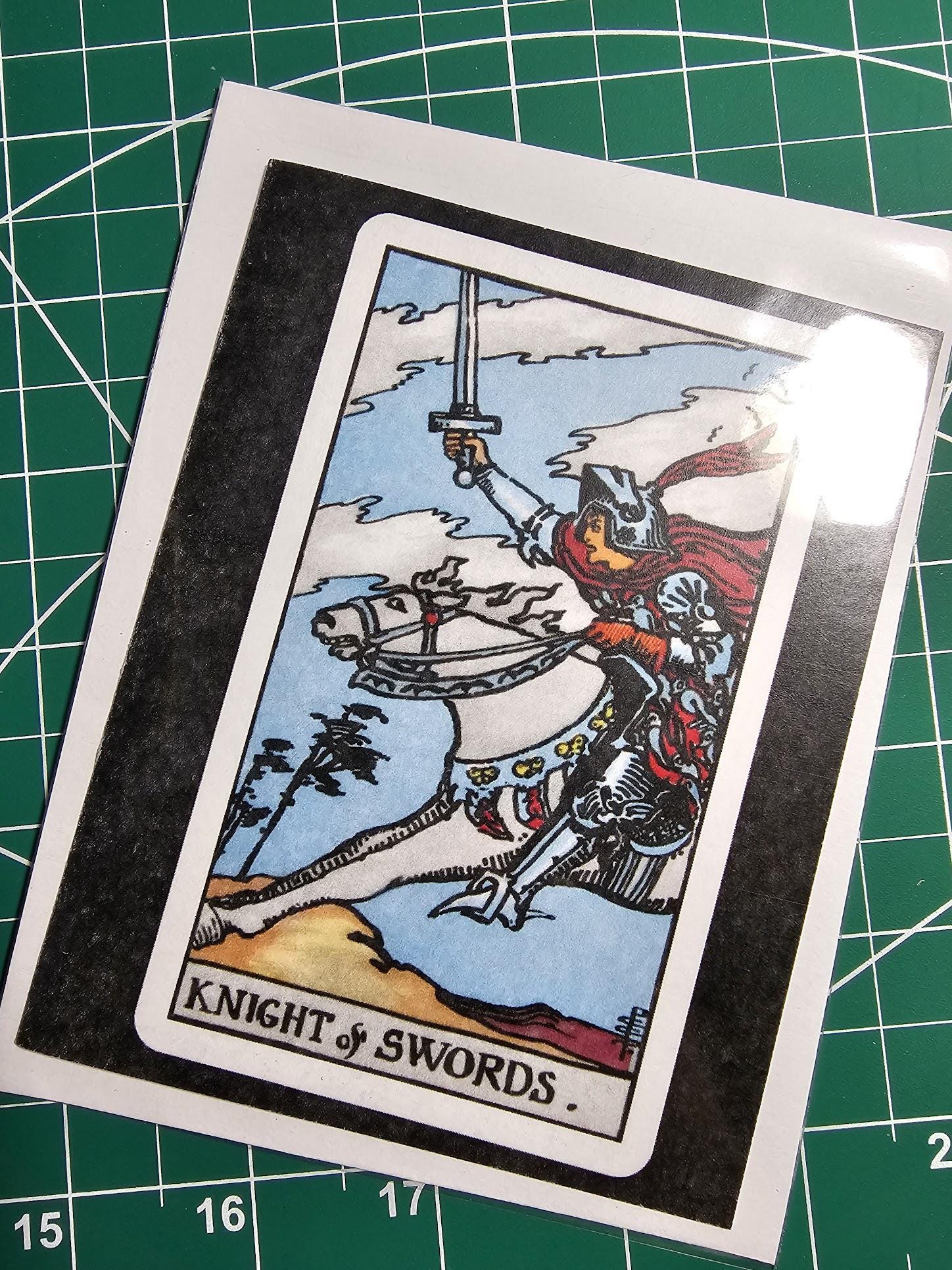 Blank Note Card - Tarot Card Design - Knight of Swords - Rider-waite - Etsy