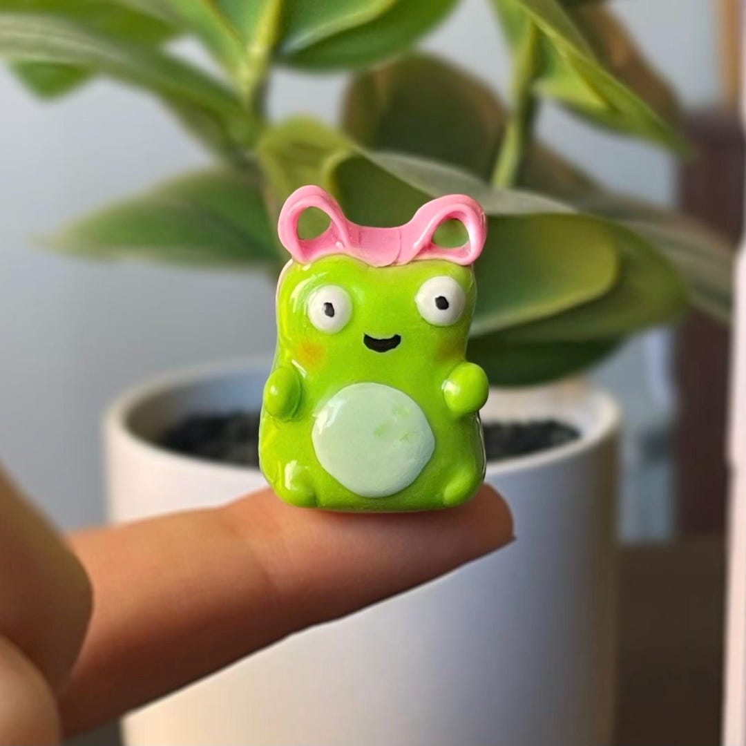 Frogalina the Froggy | Desk Pet or Figure Friend | Cute Glossy Handmade ...