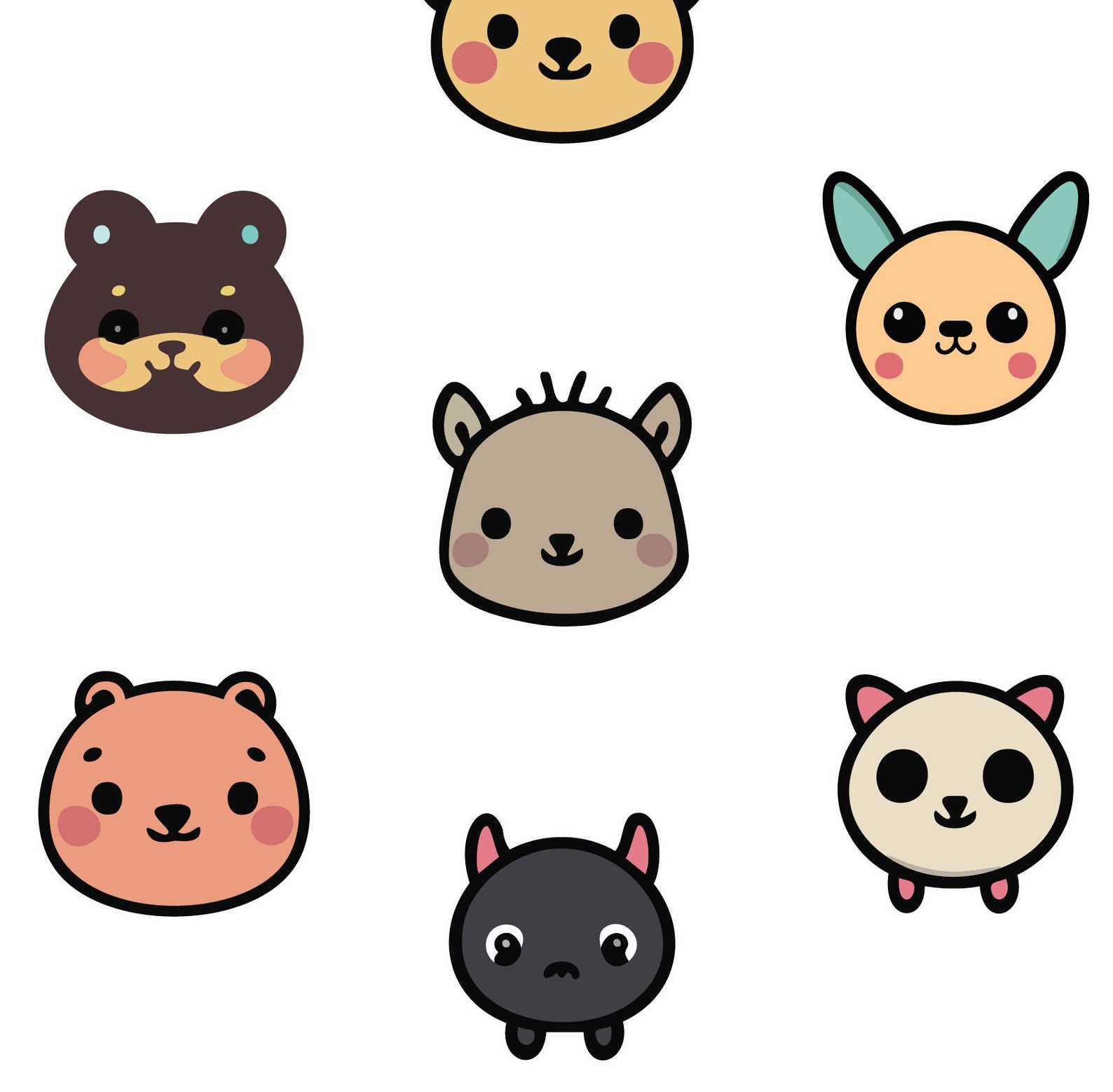 Cute Kawaii Animal Characters Clipart INSTANT Download. Vector PDF PNG ...