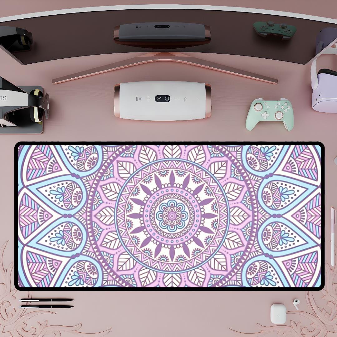 Zen Mandala Mousepad Large Gaming Desk Mat Boho Floral Pattern Relaxing ...