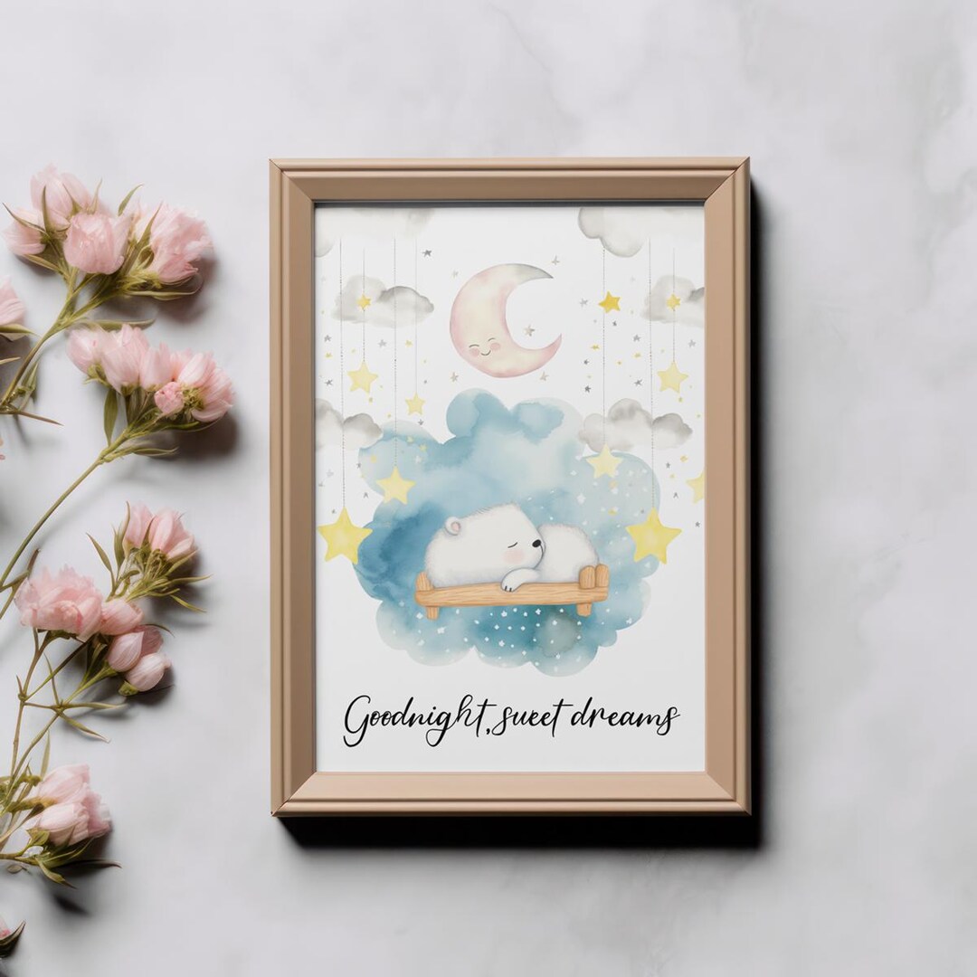 Watercolor Nursery Wall Art, Goodnight Print, Baby Room Decor, Gender ...
