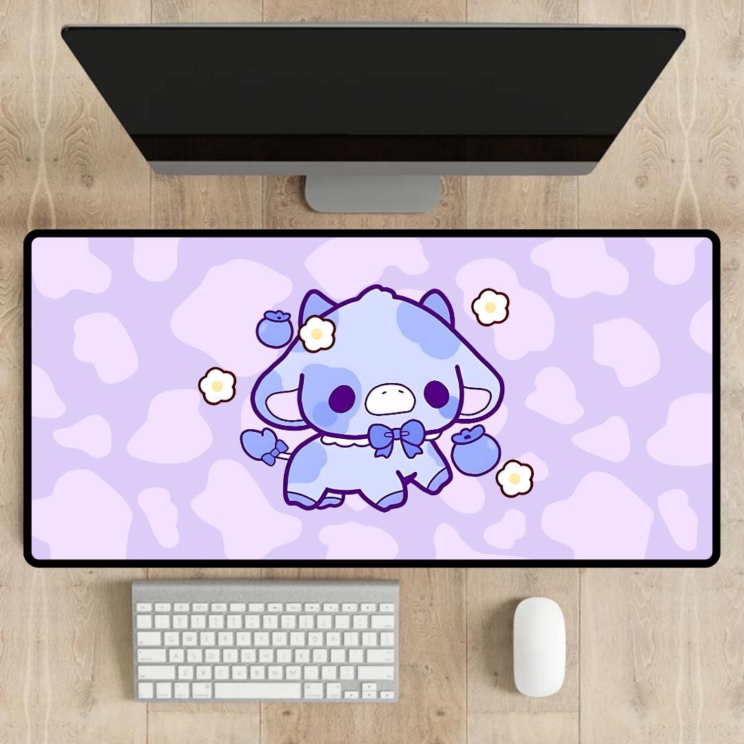Kawaii Blueberry Cow Desk Mat Pastel Cow Lover Gift Kawaii Gaming Mouse ...