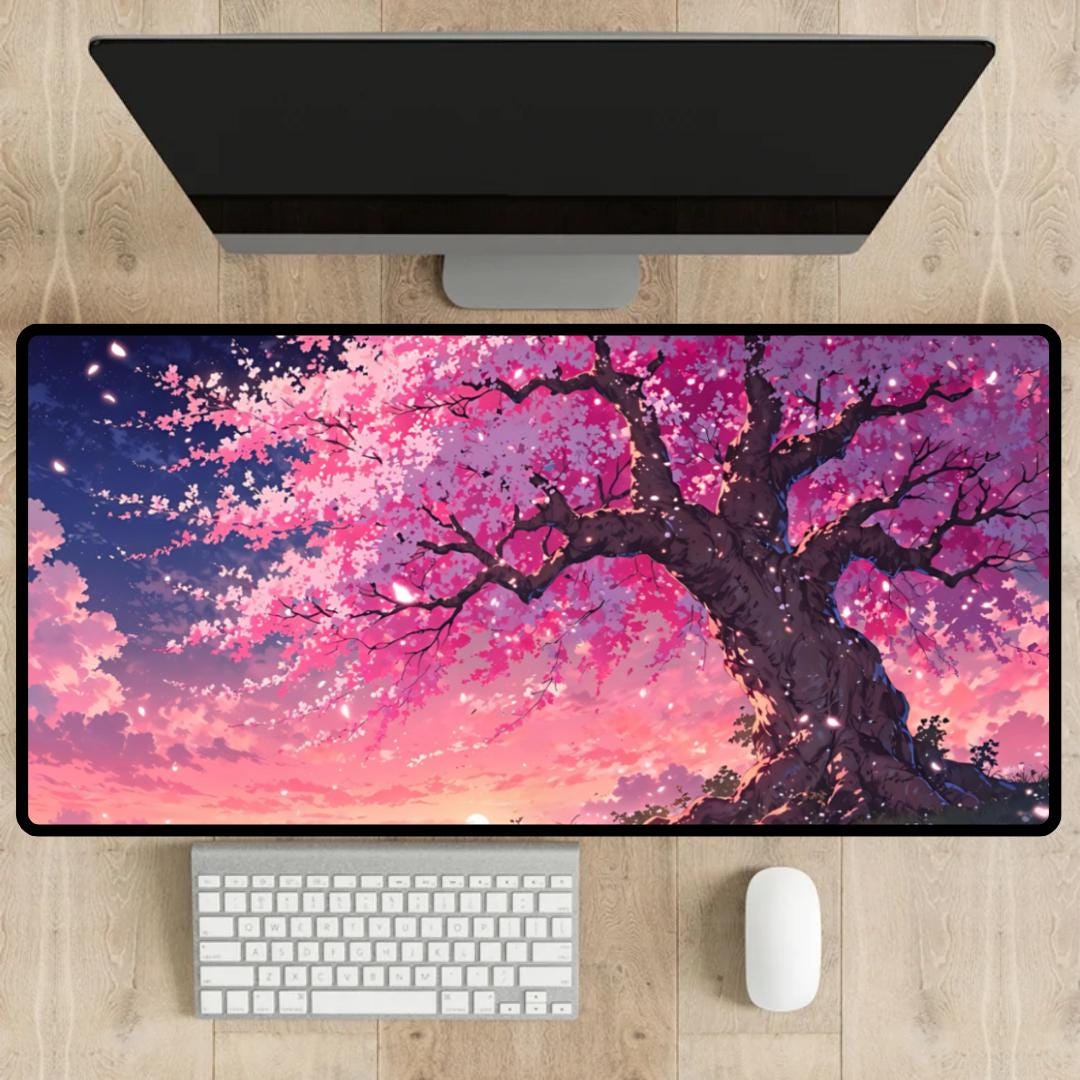 Cherry Blossom Desk Mat Sakura Lover Gift Office Decor Adorable ...