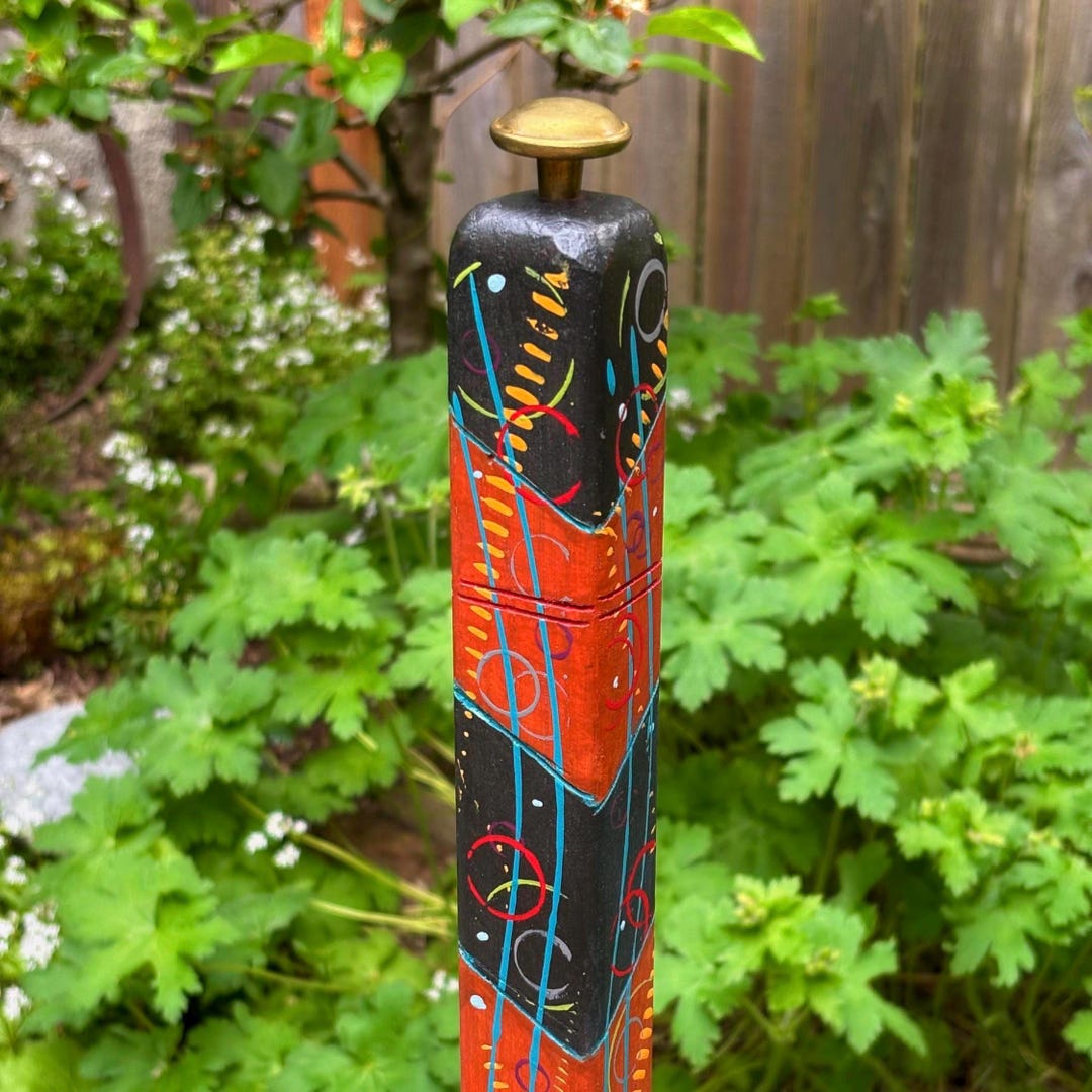 Festive Garden Post - Colorful Outdoor Wood Art for Patio, Entryway ...