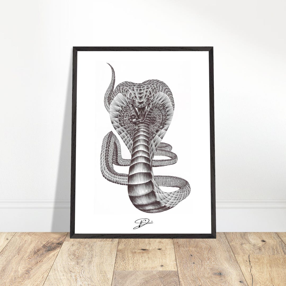 Snake Abstract Art Print - Elegant Cobra Wall Décor, Nature-inspired ...