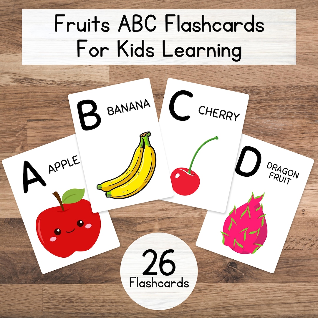 26 Fruits ABC Printable Flashcards. Alphabet Flash Cards for Kids ...