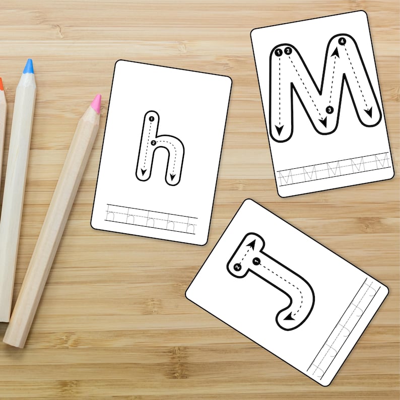 52 Printable Tracing Alphabet Flashcards for Kids | ABC Letter Tracing ...
