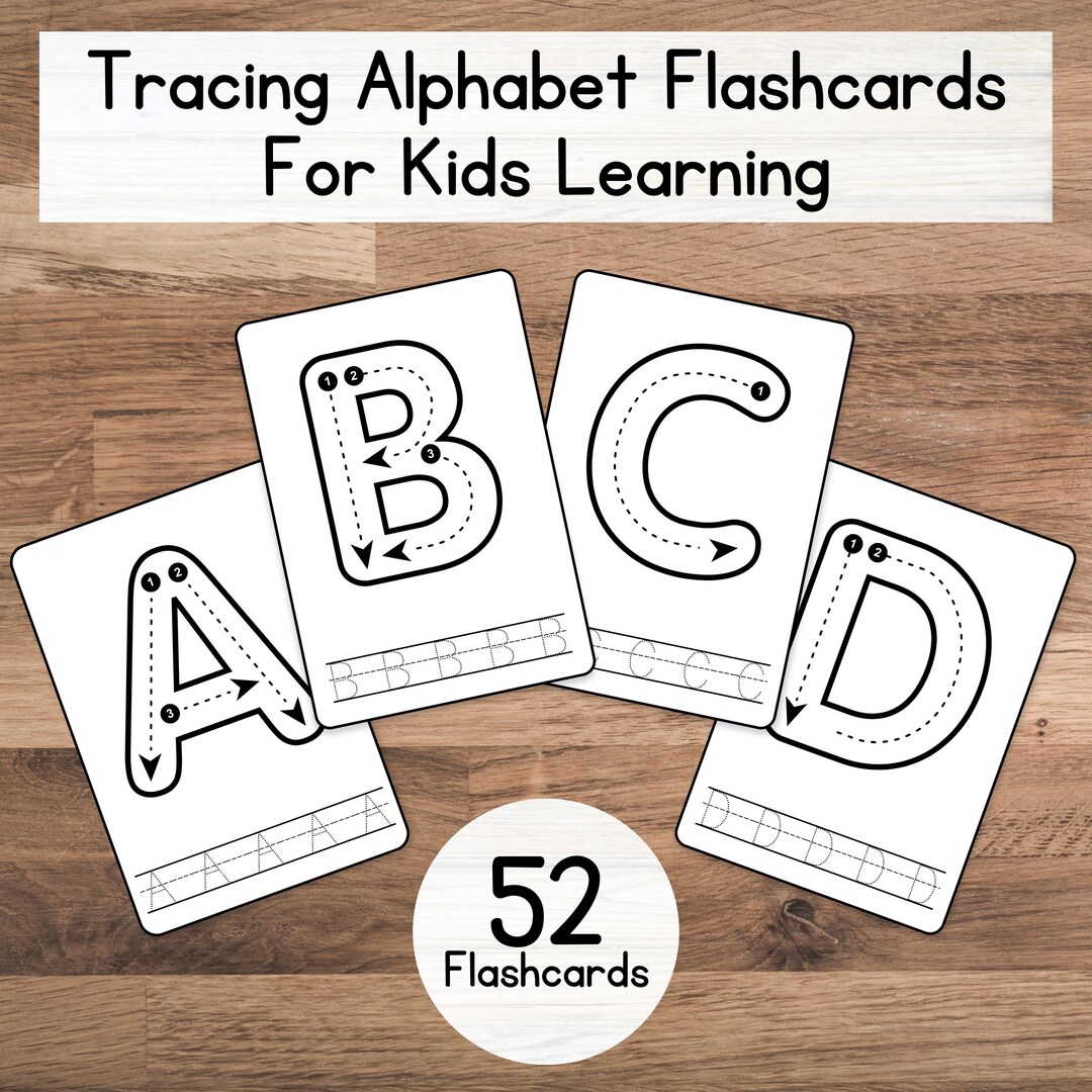 52 Printable Tracing Alphabet Flashcards for Kids | ABC Letter Tracing ...