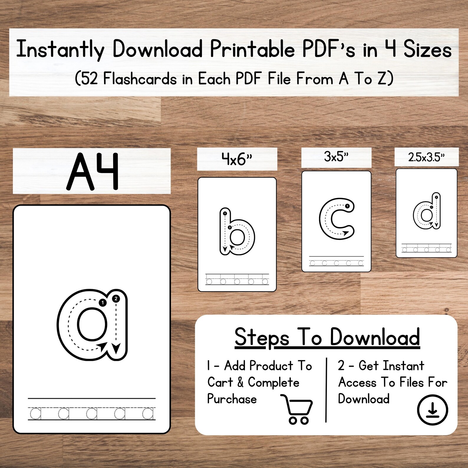 52 Printable Tracing Alphabet Flashcards for Kids | ABC Letter Tracing ...