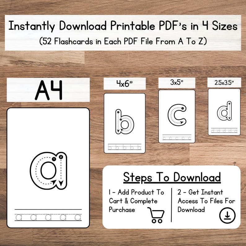52 Alphabet Tracing Flashcards: Preschool Handwriting Practice (digital ...