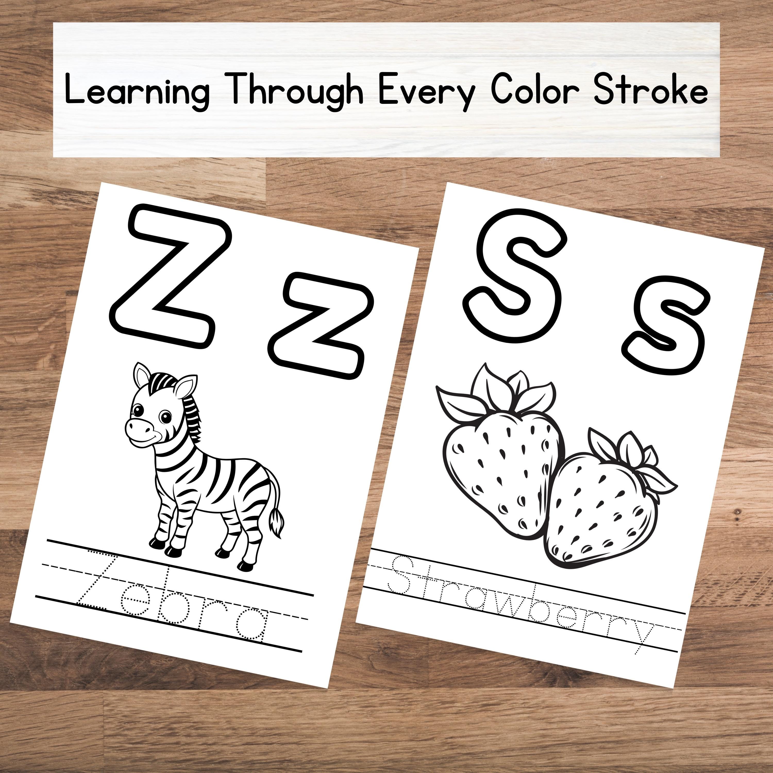 Alphabet Coloring & Tracing Worksheets: A-Z Printable (PDF Download) - Etsy