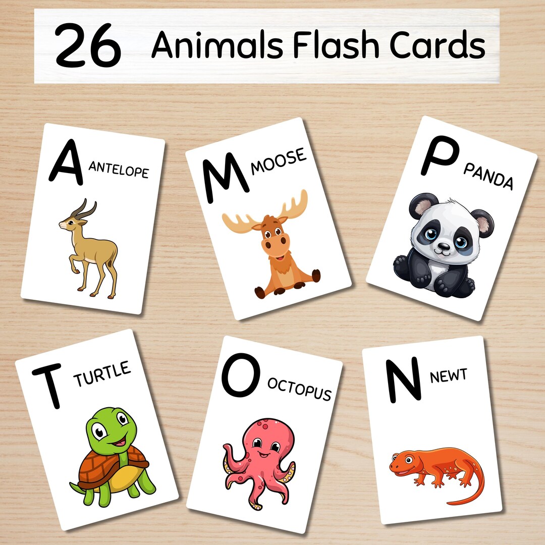 26 Animals ABC Printable Flashcards for Kids Engaging Alphabet Learning ...