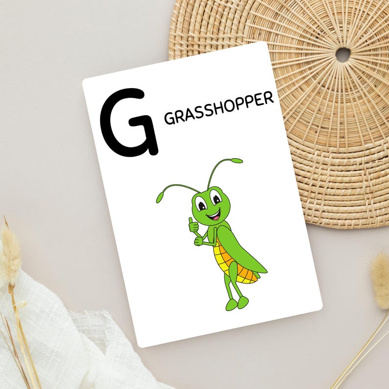 26 Insects ABC Printable Flashcards. Insects Alphabet Flash Cards for ...