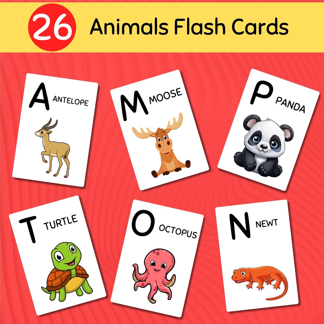 ABC Animal Flashcards for Kids Engaging Alphabet Learning Cards for ...