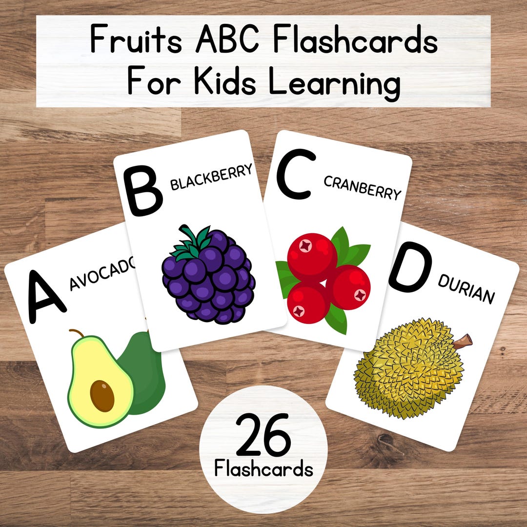 26 Fruits ABC Printable Flashcards. Alphabet Flash Cards for Kids ...