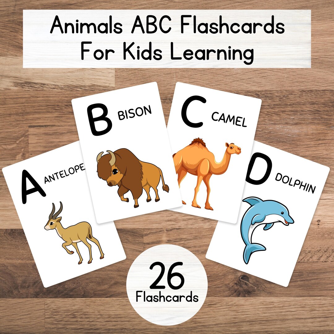 26 Printable Animals Flashcards for Kids - Engaging Alphabet Learning ...