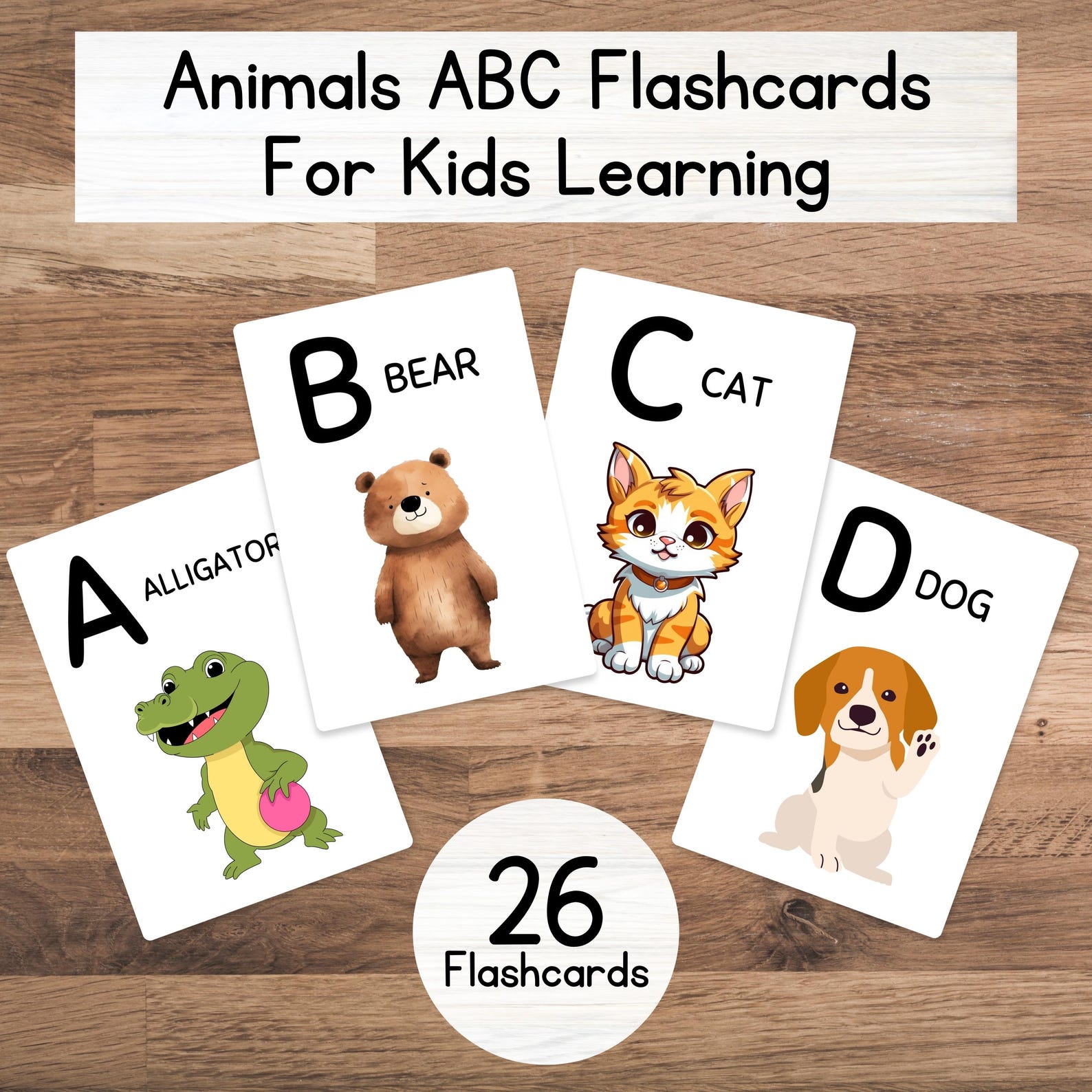 26 Animals ABC Printable Flashcards. Animals-themed Alphabet Flash ...
