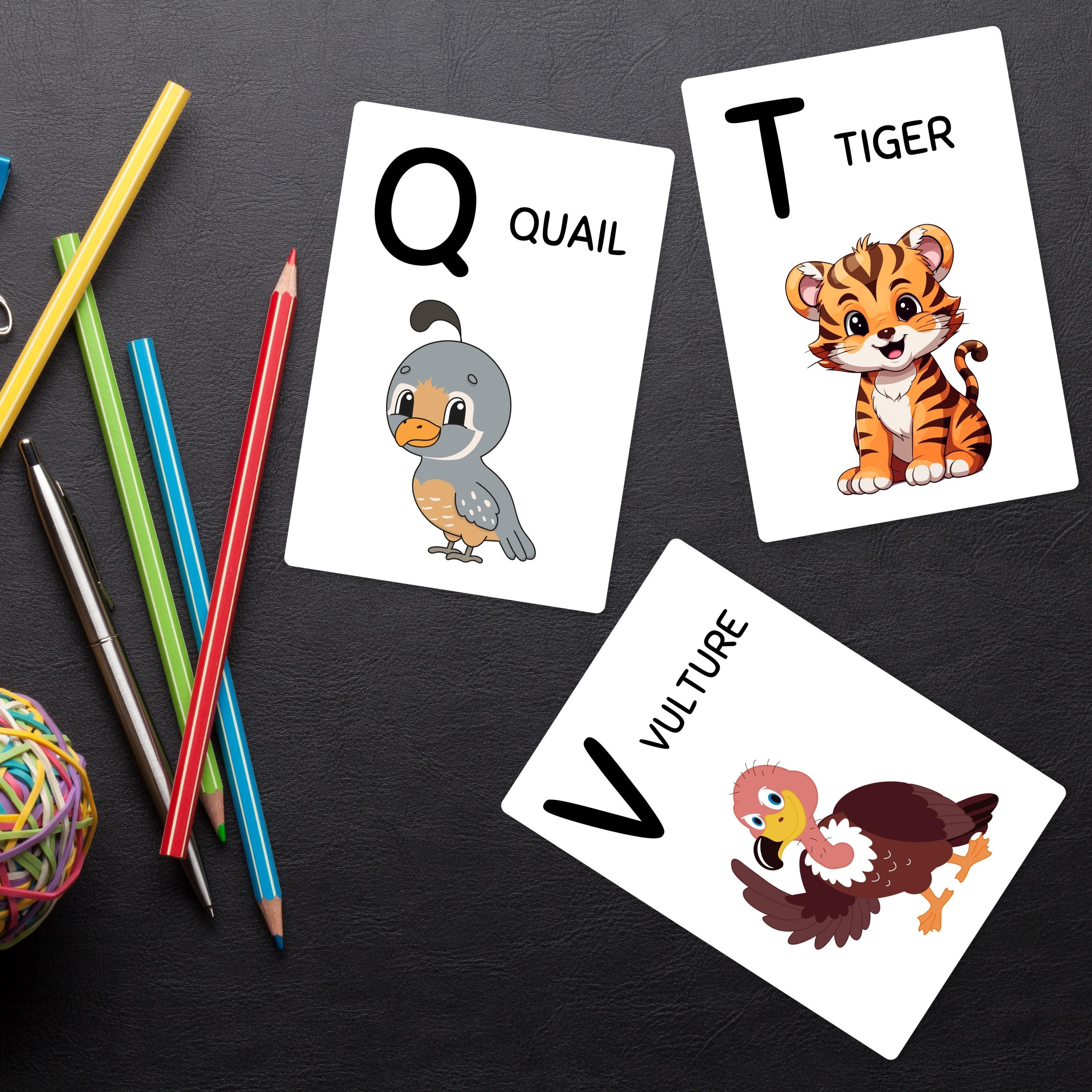 26 Animals ABC Flashcards. Animals-themed Alphabet Digital Download ...