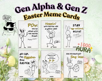 Funny Gen Alpha & Gen Z Easter Cards, Printable Meme Cards for Kids ...