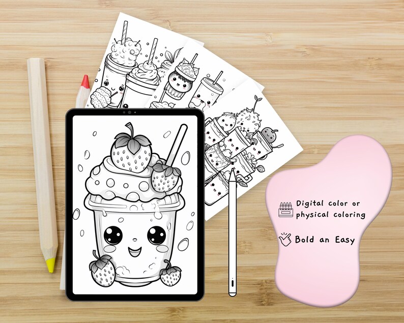 Kawaii Cute Ice Cream Coloring Pages, 40 Pages, Cute Coloring Pages ...