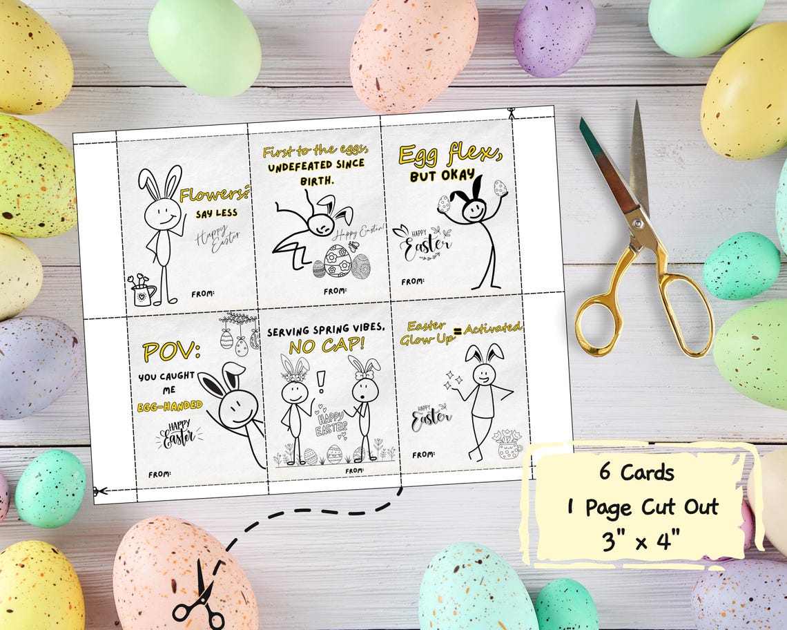 Funny Gen Alpha & Gen Z Easter Cards, Printable Meme Cards for Kids ...