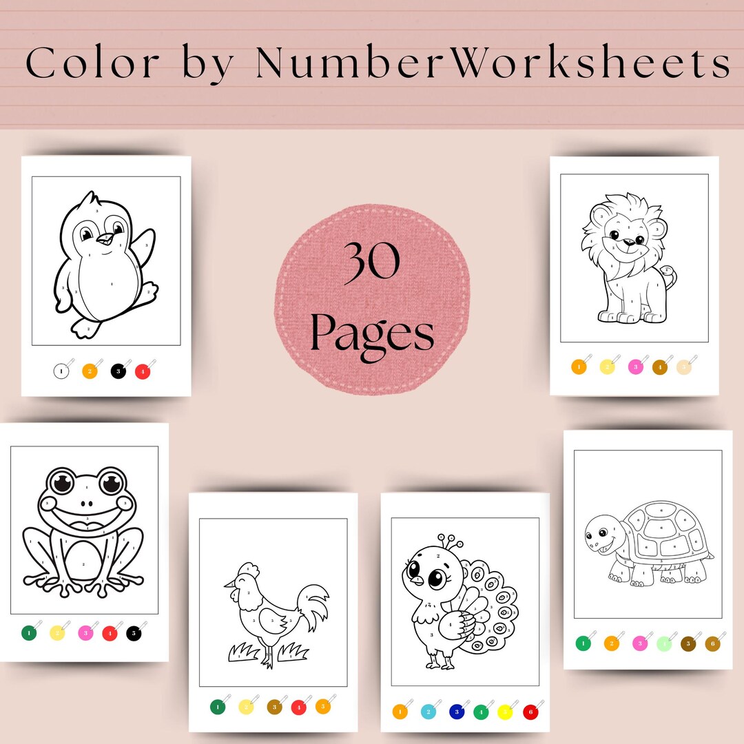Color by Number Worksheets: Fun Activity Set for Prek (PDF) - Etsy