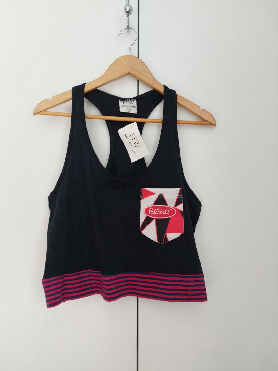 Black Peterbilt Tank Unisex Large Upcycled With Fushia Black Fabric ...