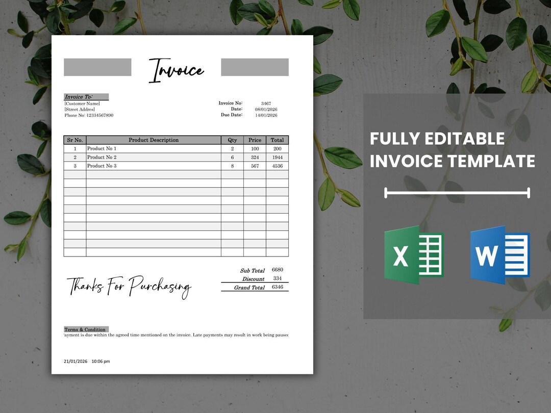 Smartflow Pro Invoice Template - Editable Business Billing Form for ...