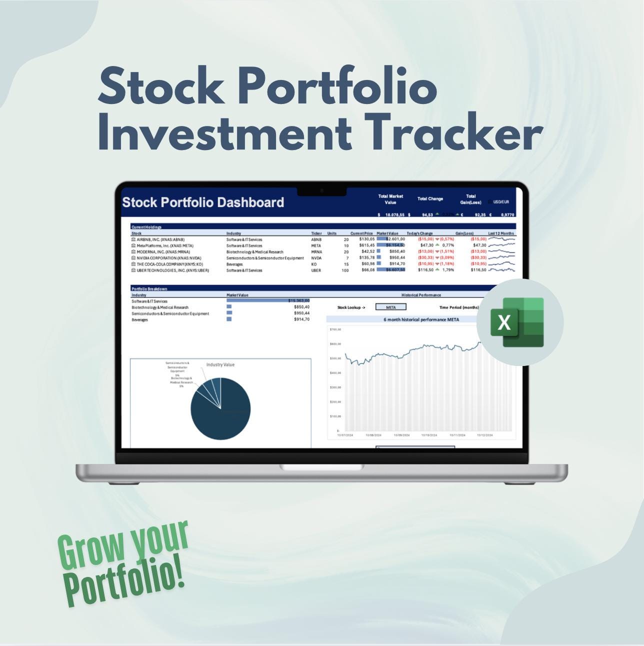 Stock Investment Tracker Excel Template | Portfolio Management ...