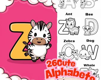 Alphabet Coloring Book/ Digital/ Instant Download/ 26 Pages - Etsy