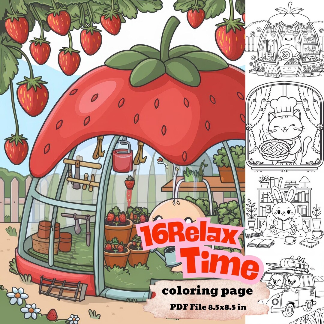 Adorable Kawaii Coloring Pages for Kids & Adults, Relaxing Cute Animal ...