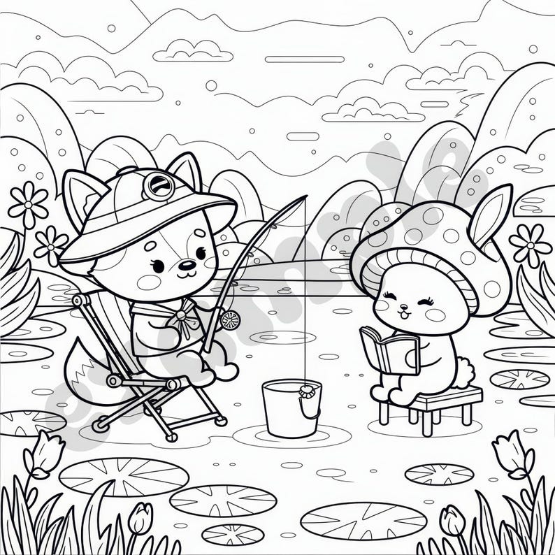 Adorable Kawaii Coloring Pages for Kids & Adults, Relaxing Cute Animal ...
