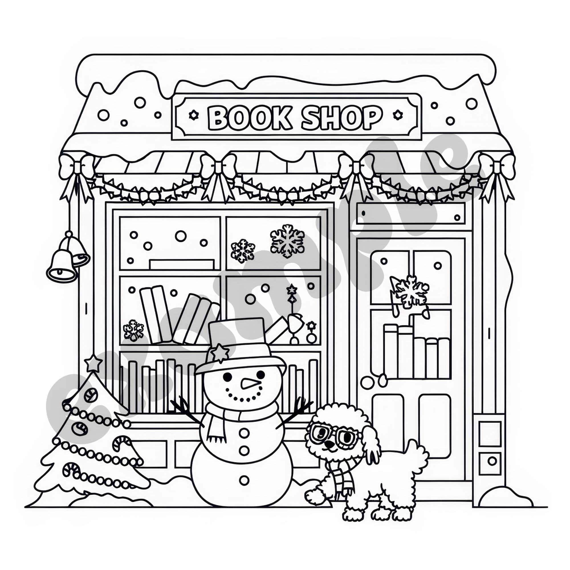Cute Shops Coloring Pages, 15 Kawaii Storefronts PDF, Cozy Market ...