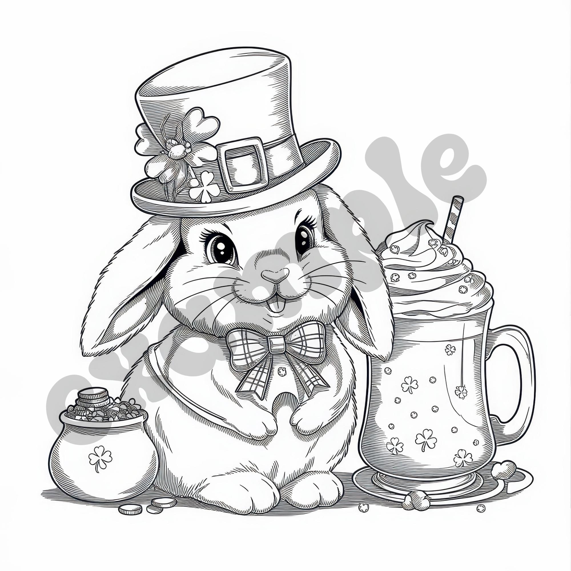 St. Patrick's Day Coloring Pages: Kawaii Gnomes & Clovers (digital PDF ...