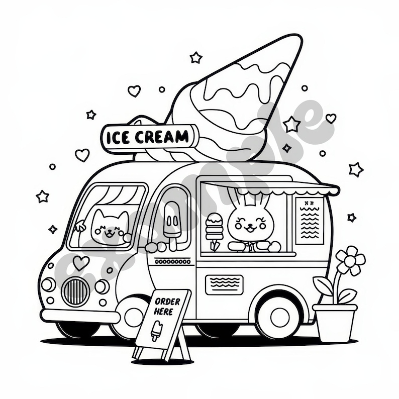 Cute Shops Coloring Pages, 15 Kawaii Storefronts PDF, Cozy Market ...