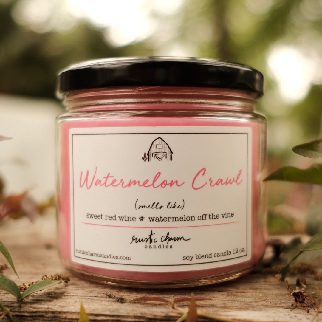 Watermelon Crawl Candle Cotton Wick Rustic Charm Summer Scent - Etsy