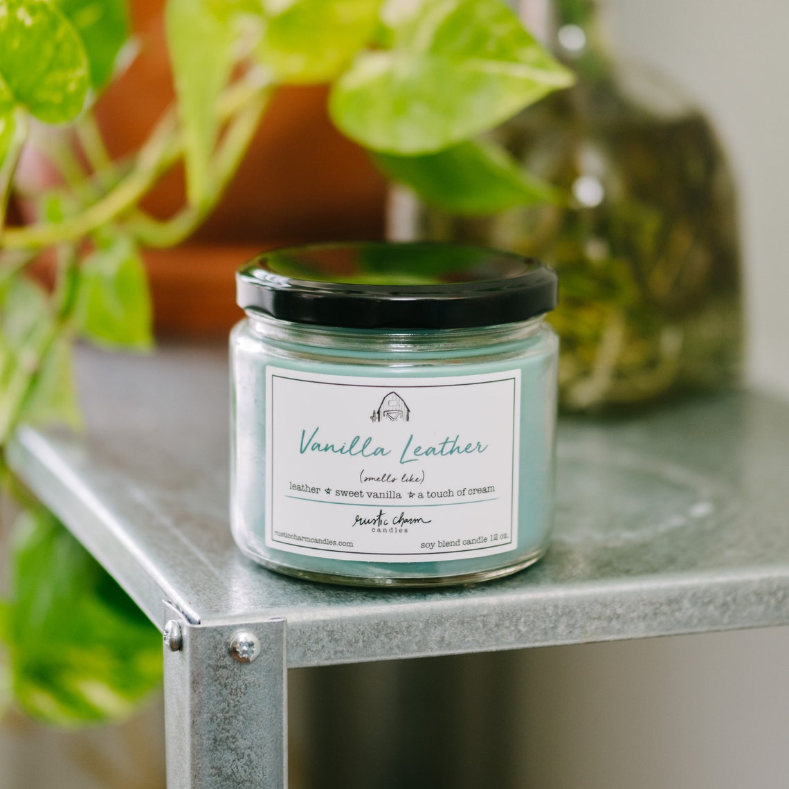 Vanilla Leather leather & Lace Candle Cotton Wick Rustic | Etsy