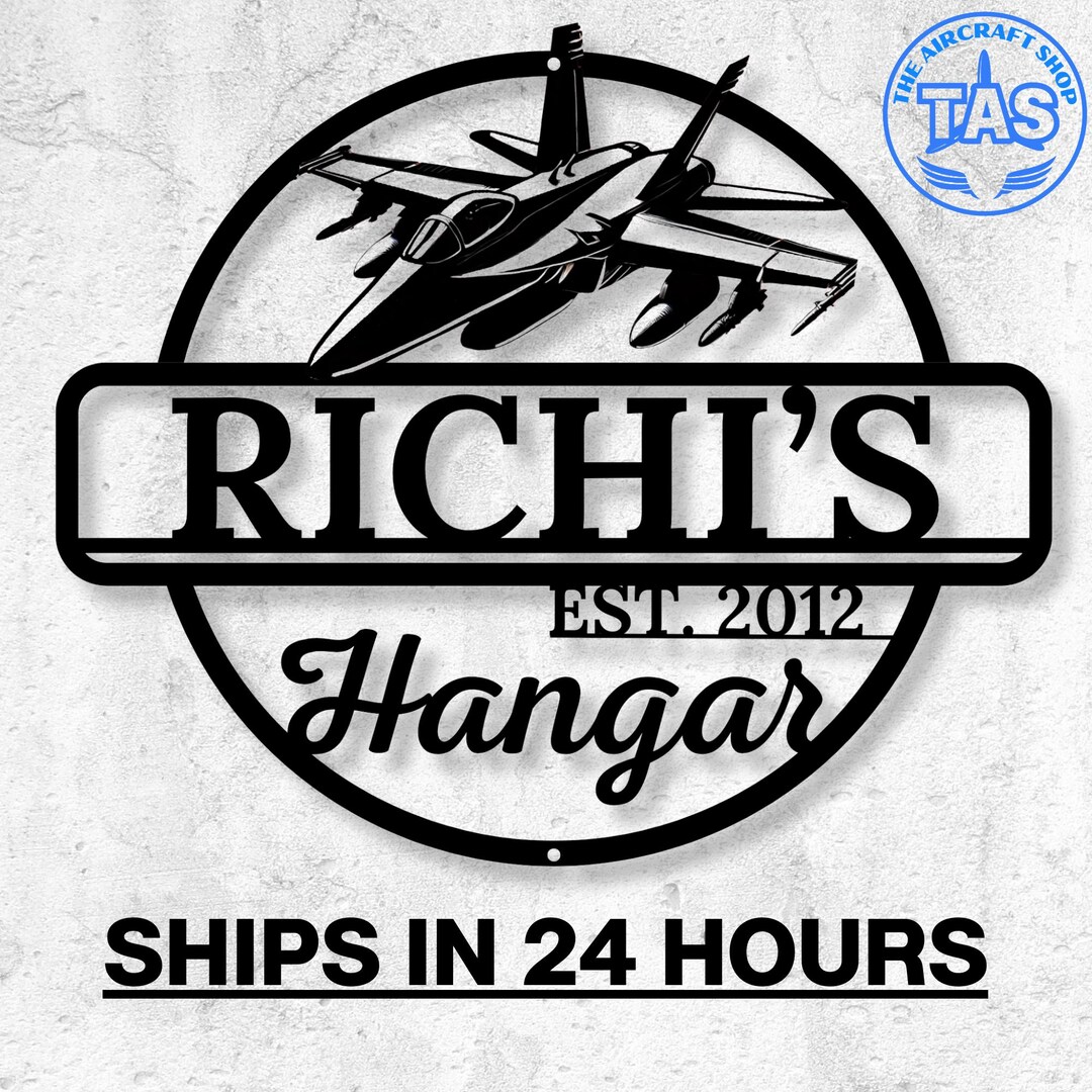 Personalized Metal F18 Hornet Hangar Sign / Custom Pilot Name Sign ...
