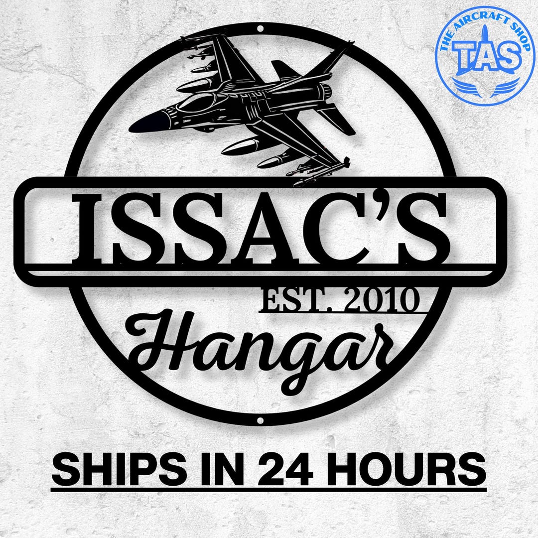 Personalized Metal F16 Falcon Hangar Sign / Custom Pilot Name Sign ...