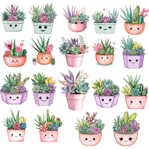 Watercolor Succulent Clipart, Botanical Clipart PNG Bundle , Succulent ...