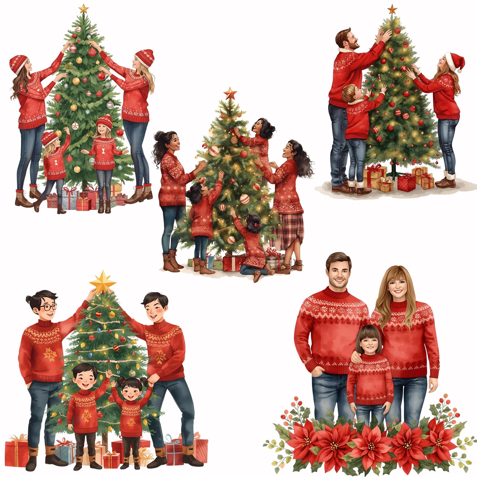 Family Holiday Clip Art Bundle of 45PNG, High Quality, Transparent ...