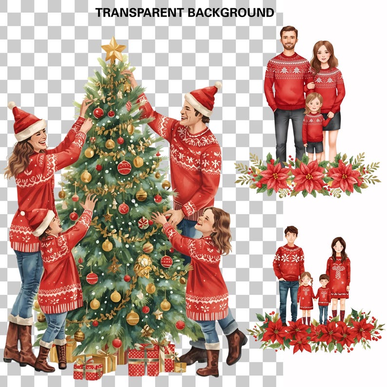Family Holiday Clip Art Bundle of 45PNG, High Quality, Transparent ...