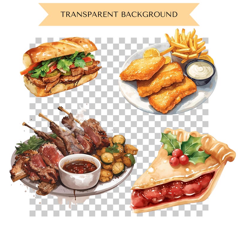 Watercolor Food Clipart 374PNG- Lunch Breakfast Dinner Clipart, Food ...