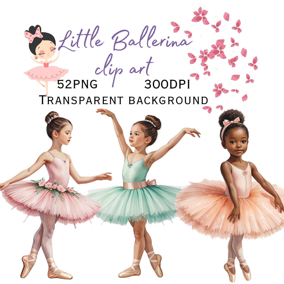 Watercolor Little Ballerina Clip Art- Swan Lake PNG, Pink Ballet ...