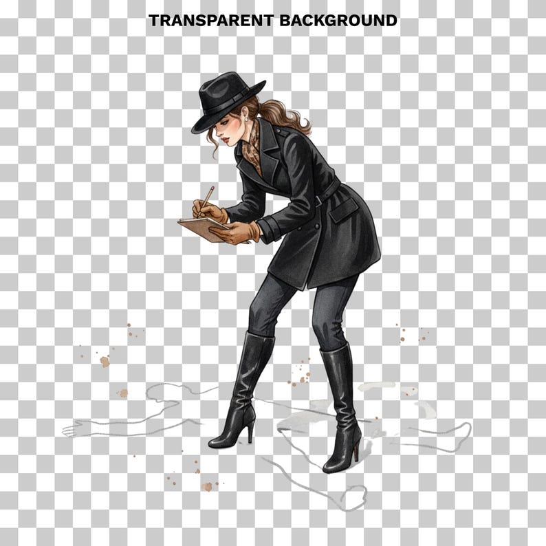 Watercolor Detective Clip Art: Secret Agent Illustrations, Murder ...