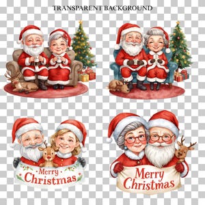 Mr. & Mrs. Claus 15PNG Bundle of Holiday Clip Art, Transparent ...