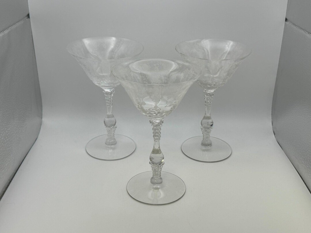 Lot of 3 Cambridge Crystal ROSE POINT Champagne / Sherbet Glasses - Etsy